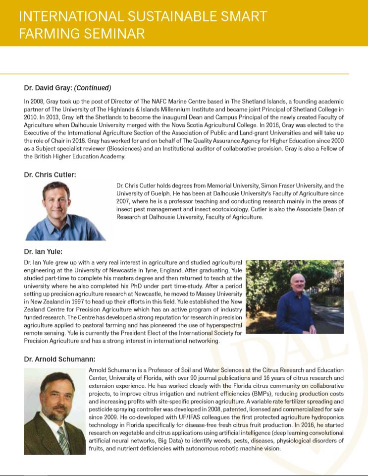 Seminar Schedule Precision Agriculture Research Program Dalhousie University